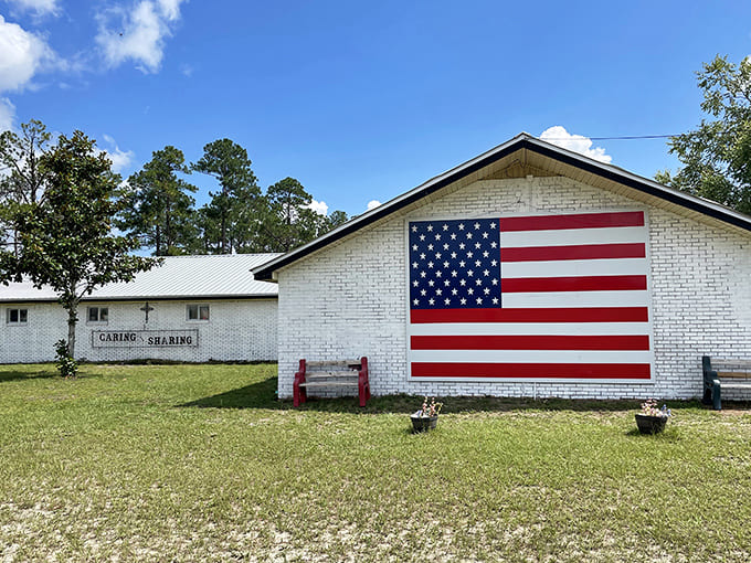 Caring & Sharing's patriotic display reflects the heart of this community &ndash; neighbors helping neighbors beneath the stars and stripes.
