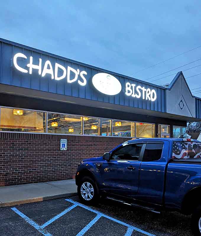As evening falls, Chadd's Bistro's welcoming glow beckons hungry travelers &ndash; like a lighthouse guiding ships to a harbor of deliciousness.