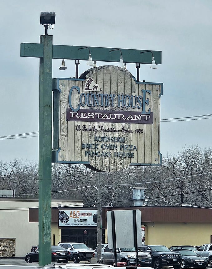 The roadside sign beckons travelers with promises of homemade goodness, a beacon for anyone who takes their pancakes seriously.