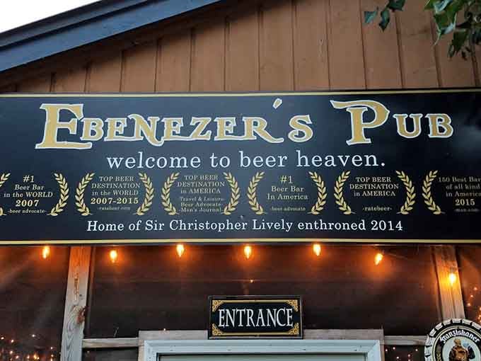 Awards and accolades line the exterior, proof that Ebenezer's reputation for excellence isn't just local legend but verified fact.