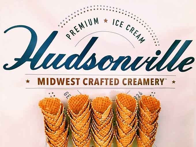 Waffle cone wonderland: Freshly made cones waiting to cradle scoops of Hudsonville's finest &ndash; the perfect vessel for frozen dreams.