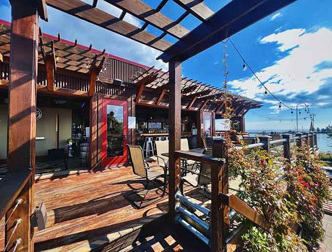 The rooftop deck offers multiple levels of outdoor dining where every seat comes with a side of spectacular scenery.