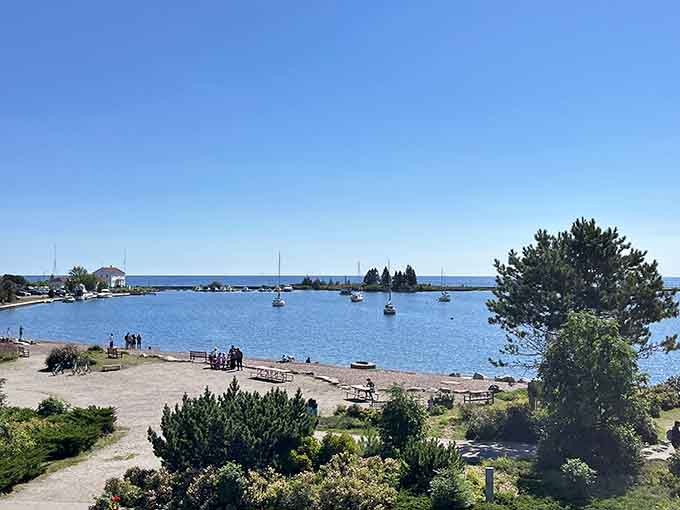 Lake Superior stretches endlessly beyond the harbor, reminding you why the North Shore draws visitors year after year.