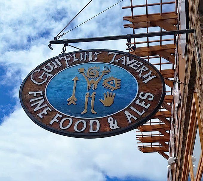 The hand-carved sign featuring their quirky skeleton mascot tells you immediately that this place doesn't take itself too seriously, which is perfect.