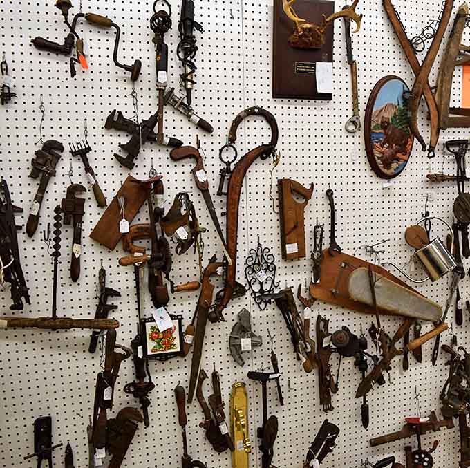 Tools that built America hang in patient rows &ndash; each worn handle and rusted edge telling stories of the hands that once wielded them.