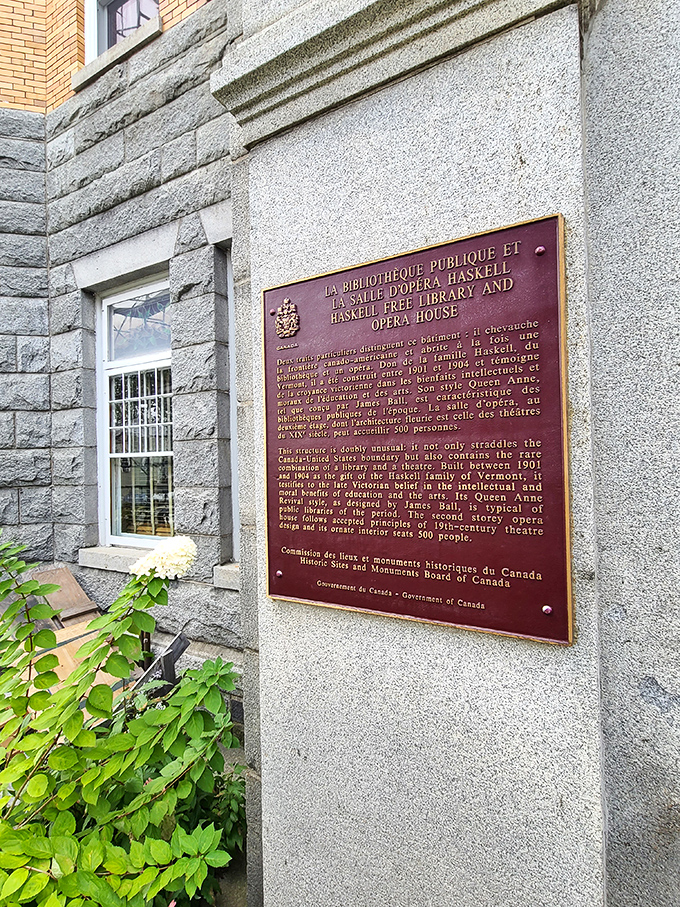 Historic Plaque: Bronze words immortalize the building's unique status, telling passersby they're witnessing a rare architectural bridge between nations.