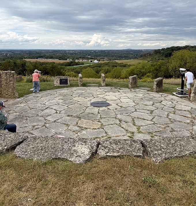 Visitors soaking in the scenery, proving that sometimes the best entertainment doesn't require electricity or WiFi.