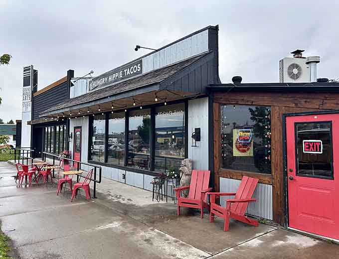 The exterior combines modern design with rustic elements, creating a welcoming facade that promises good things inside.