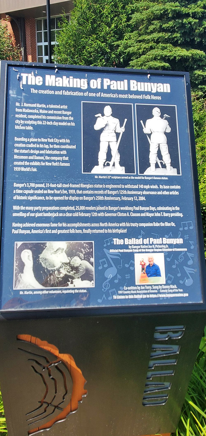 The making of a legend: this sign details how artist J. Normand Martin's 22-inch clay model became the towering 31-foot icon we see today.