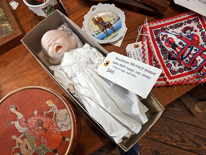 Meet your new nightmare... I mean, roommate! This vintage Shackman doll is ready to watch over you sleep with three faces of pure innocence.