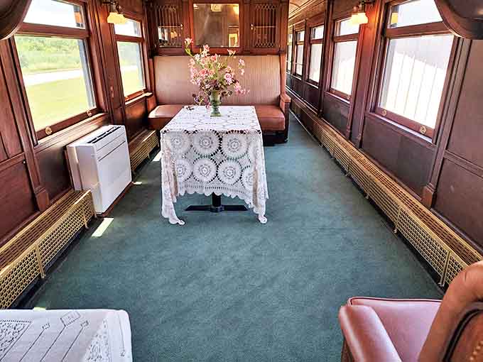 Step inside this meticulously preserved passenger car and imagine the elegant rail journeys of yesteryear, when travel was an occasion worthy of lace tablecloths.