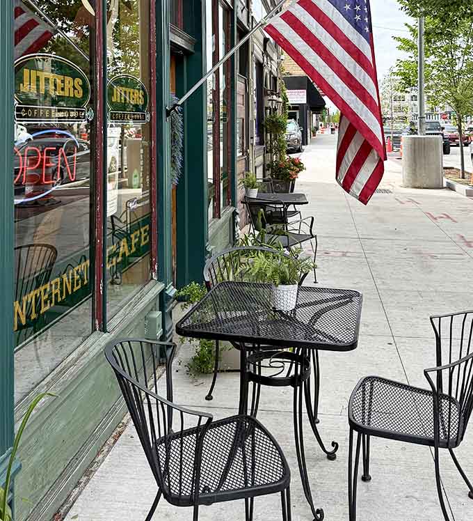 Outdoor tables offer prime people-watching real estate when Illinois weather decides to cooperate with your breakfast plans.