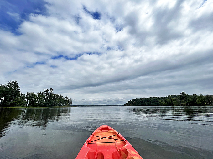 The perfect vantage point to experience Hamlin Lake's tranquil waters, where every paddle stroke reveals new perspectives.