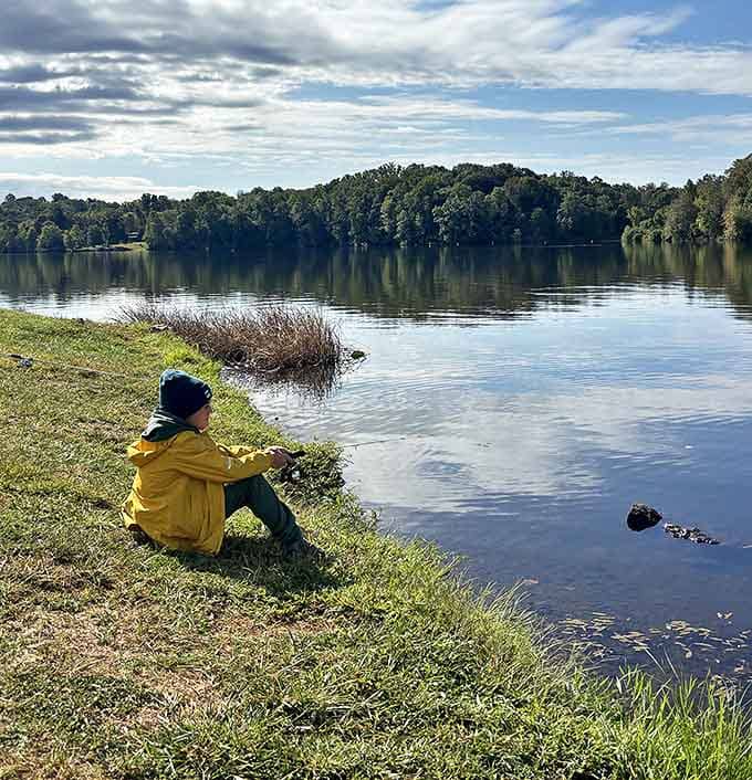 Childhood memories are made on these shores, where fishing lines cast into Lake Logan's waters connect generations through tradition.