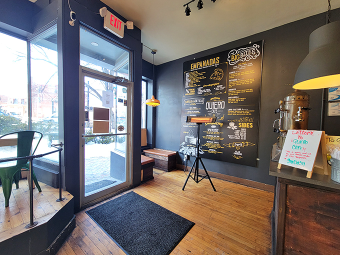 Lobby: First impressions matter&mdash;Quiero's entrance with its bold menu wall and wooden accents sets the stage for the culinary journey ahead.