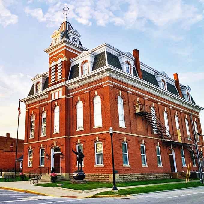 Stately brick architecture stands sentinel in this historic courthouse, reminding visitors of Ohio's rich governmental heritage.