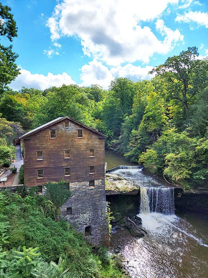 The mill waterfall demonstrates nature's perfect partnership with human ingenuity &ndash; providing power, beauty, and the soothing soundtrack of rushing water.