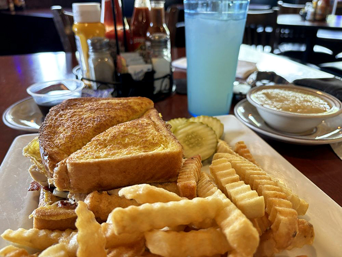 Sweet meets savory in this deep-fried delight. It's a sandwich that thinks it's a dessert!