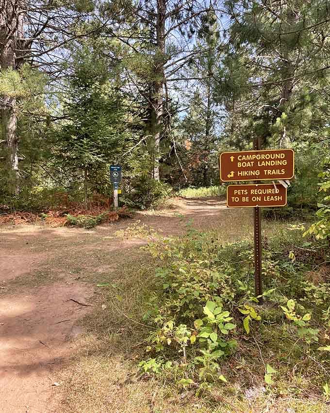 Trail signs point the way to adventure, camping, and that increasingly rare commodity called solitude.