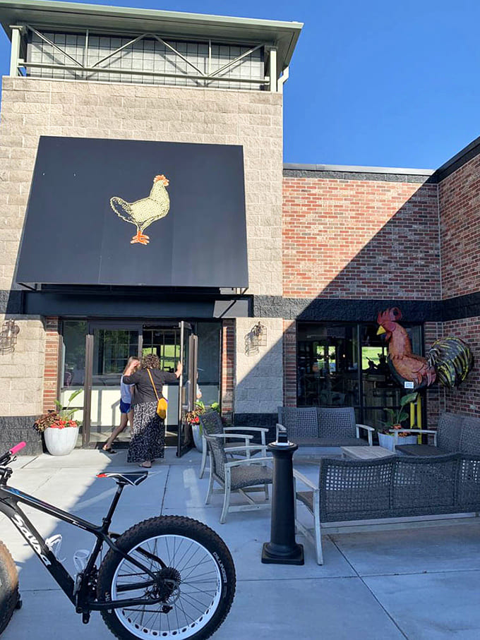 The inviting exterior, where warm lighting and thoughtful landscaping create an irresistible invitation to come inside and feast.