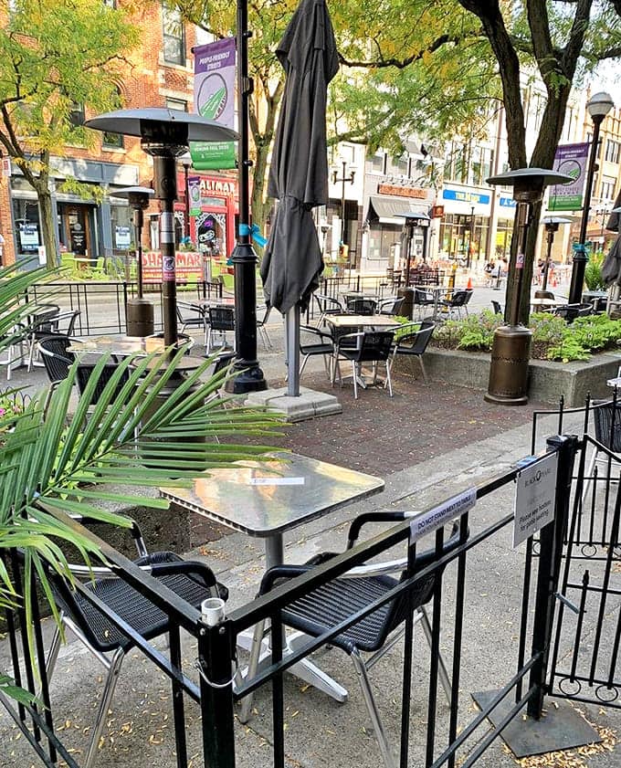 Outdoor seating creates an urban oasis where diners can enjoy Ann Arbor's vibrant street life alongside The Black Pearl's legendary cuisine.