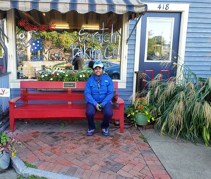 The iconic red bench outside Scratch Baking Co. has witnessed countless food epiphanies and the beginning of many bagel addictions.
