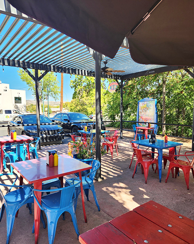 Arizona sunshine filtered through shade sails &ndash; al fresco dining with a side of people-watching.