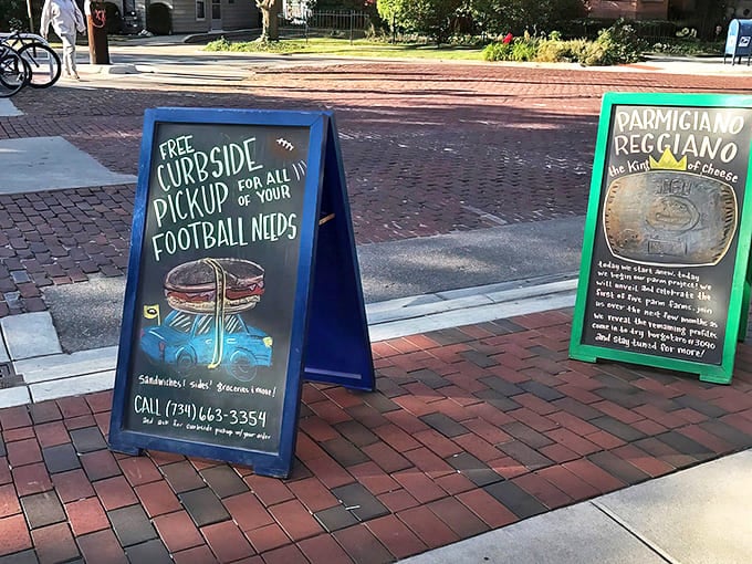 Sidewalk signs announce daily specials with the enthusiasm of town criers, luring passersby with promises of culinary magic just steps away.