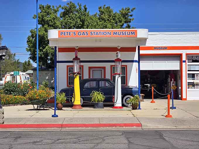 The restored facade perfectly captures the optimistic spirit of post-war America and the open road.