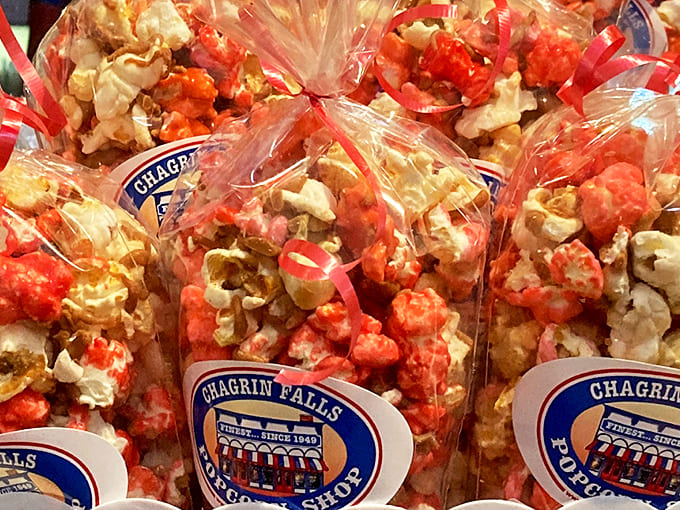 Festive bags of candy-colored kernels prove that at Chagrin Falls Popcorn Shop, even the classics get dressed up.