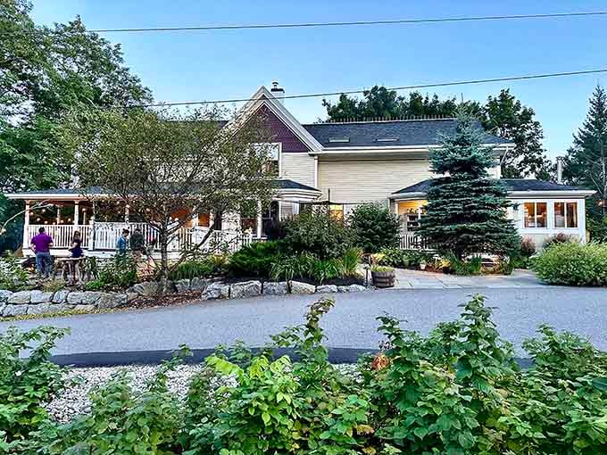 Evening lights illuminate a building where Sunday oyster traditions have become something approaching legendary status.