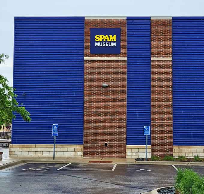 The museum's exterior stands proud in Austin, a blue monument to the power of marketing, persistence, and really good shelf life.
