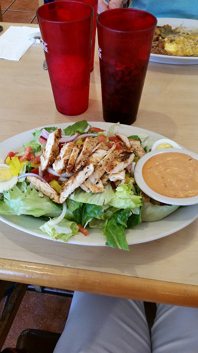 A salad that doesn't feel like punishment &ndash; protein-packed, colorful, and served with dressing that makes vegetables taste like a reward.