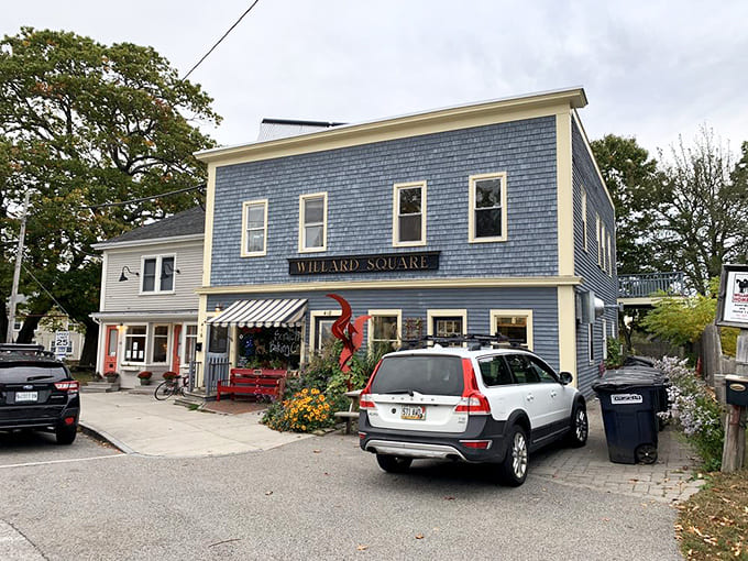 The full exterior view shows Scratch Baking Co. nestled into its neighborhood like it belongs there, which it absolutely does, much to everyone's delight.