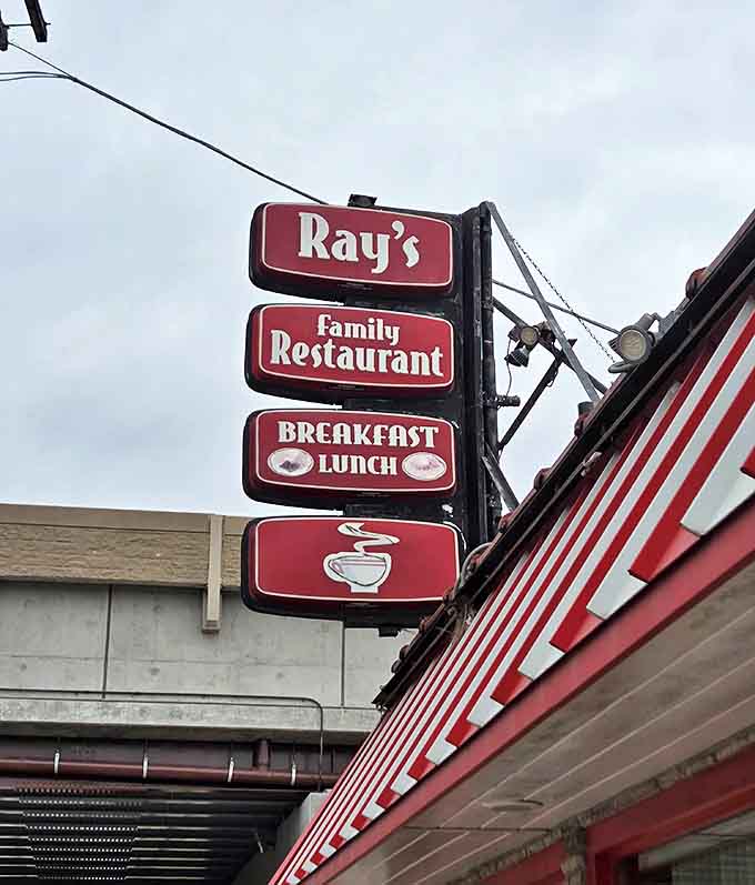 The vertical Ray's sign has guided hungry travelers for years &ndash; a red exclamation mark punctuating Elgin's culinary landscape.
