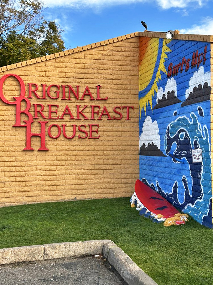 The restaurant's vibrant exterior mural captures the essence of surf culture &ndash; a colorful promise of the Hawaiian-inspired delights waiting inside.