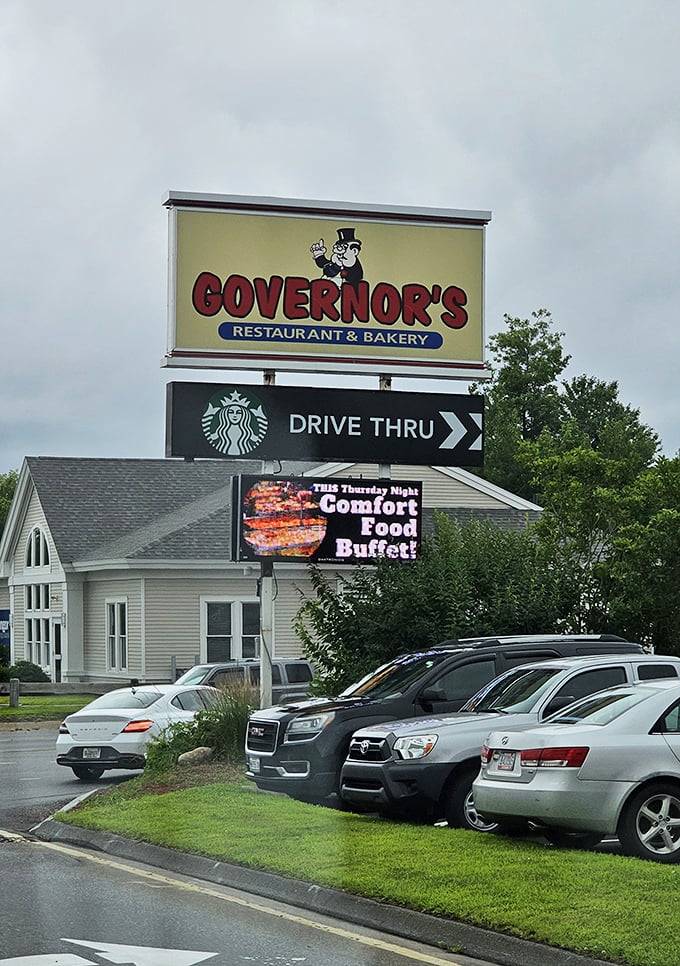 Governor's sign towers above the neighborhood, a landmark that locals use for directions and visitors quickly learn to look for.