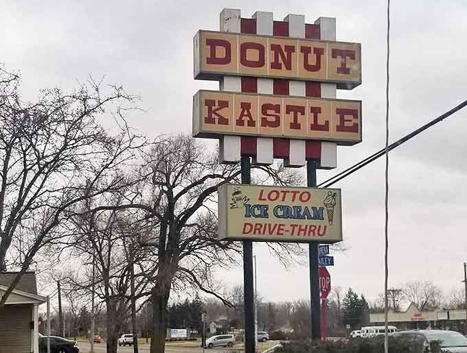 The vintage Donut Kastle sign has become a beacon for donut lovers across Michigan &ndash; a promise of fried dough perfection ahead.