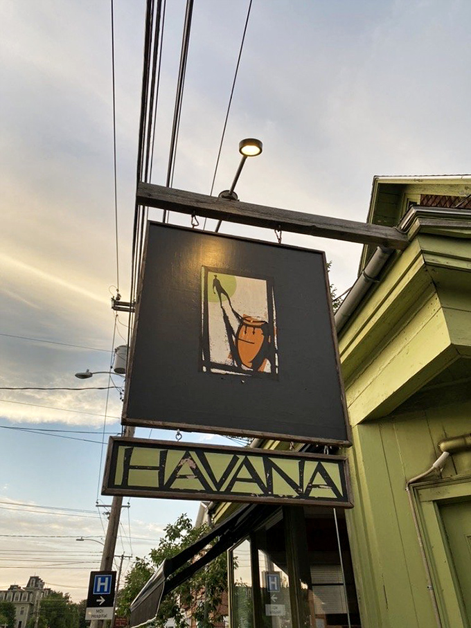 Havana's distinctive sign promises culinary adventure&mdash;a beacon for food lovers seeking something beyond traditional New England fare.