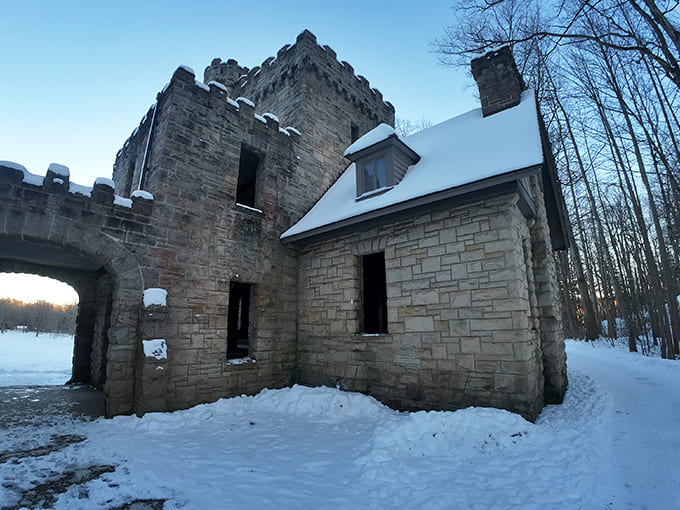 Winter transforms the castle into a snow-dusted Gothic masterpiece that would make even the Bront&euml; sisters jealous of Ohio's aesthetic game.
