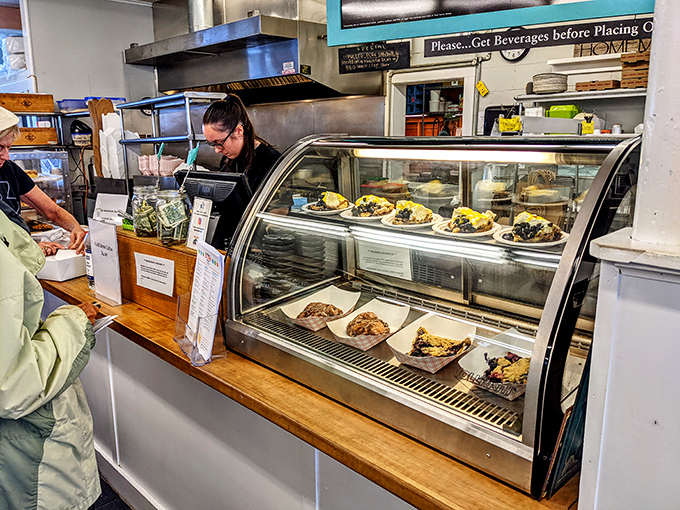 Behind the counter, skilled staff prepare each order with care &ndash; the human touch that makes Goldthwaite's food exceptional.