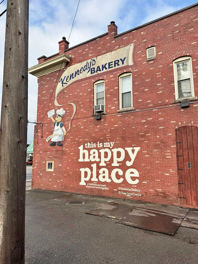 Exterior Wall Art: "This is my happy place" – truer words were never painted on brick, beckoning carb enthusiasts from miles around.