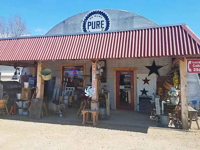 The exterior promises adventure and delivers on that promise with thousands of square feet of vintage treasures waiting inside.