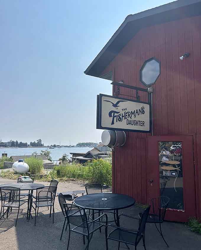 Outdoor tables provide front-row seats to Lake Superior's ever-changing moods, from calm and glassy to wild and windswept.