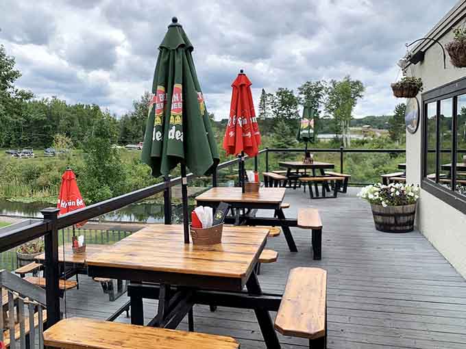 Dine al fresco on the deck overlooking the water, where the scenery rivals the food for your attention.