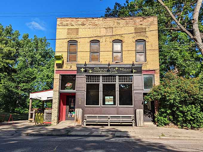 The full storefront view shows a building that's been serving this community well, now home to sandwiches that deserve landmark status themselves.