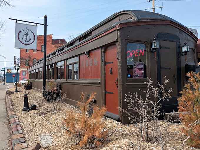 The exterior view shows this converted train car in all its quirky glory, a St. Paul landmark that's become a destination for serious ramen lovers.