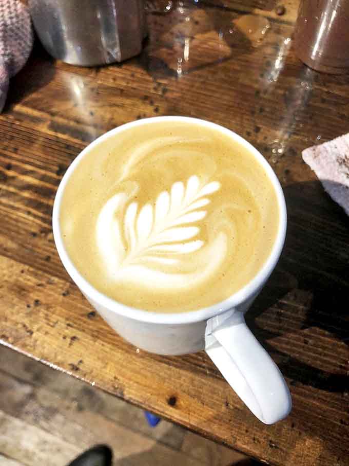 The vanilla lavender latte showcases barista artistry with its delicate leaf pattern &ndash; a fleeting masterpiece that tastes as good as it looks.