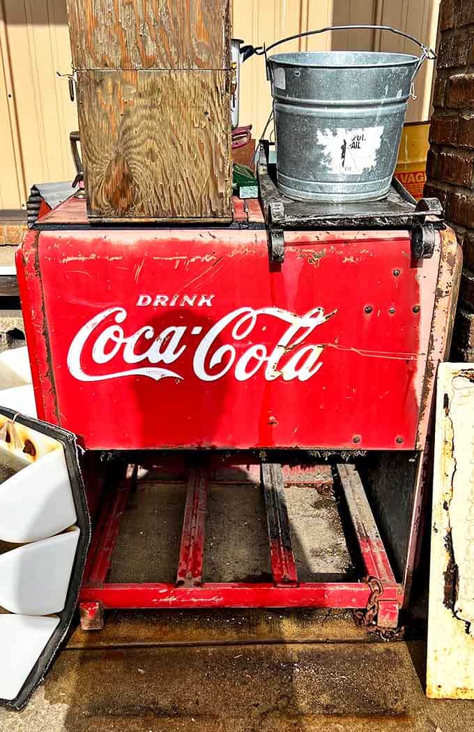 This vintage Coca-Cola cooler isn't reproduction "retro" &ndash; it's the real deal, with authentic wear and tear from years of keeping sodas ice-cold.