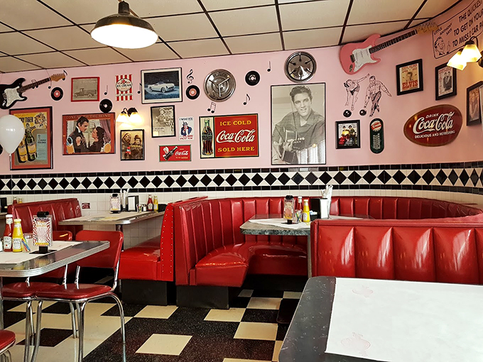If these walls could sing, they'd belt out "Great Balls of Fire!" Little Anthony's decor is a visual jukebox of 1950s greatest hits.